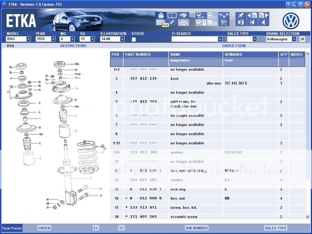 Early strut mount exploded view | VW Vortex - Volkswagen Forum