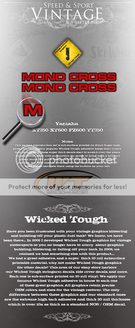 WICKED TOUGH MONOCROSS DECAL FZ600 TT350 XT350 XT600 | eBay
